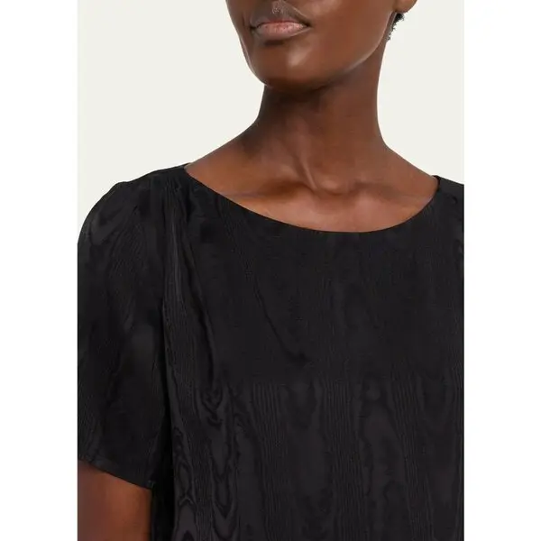 Dries Van Noten Caressa Moire Short-sleeve Blouse