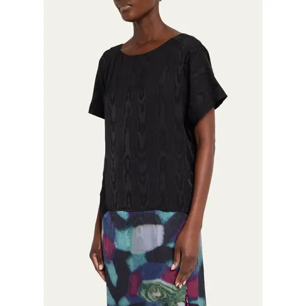 Dries Van Noten Caressa Moire Short-sleeve Blouse