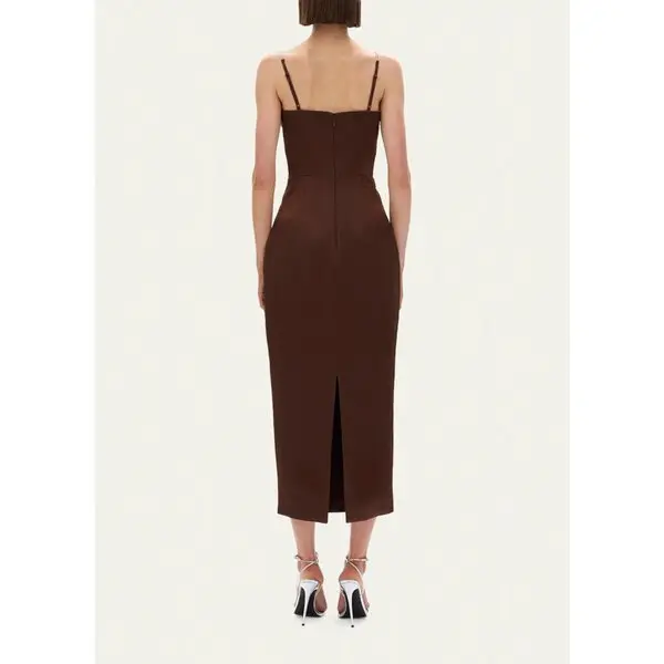 Rachel Gilbert Leora Crystal-strap Crepe Ankle Gown