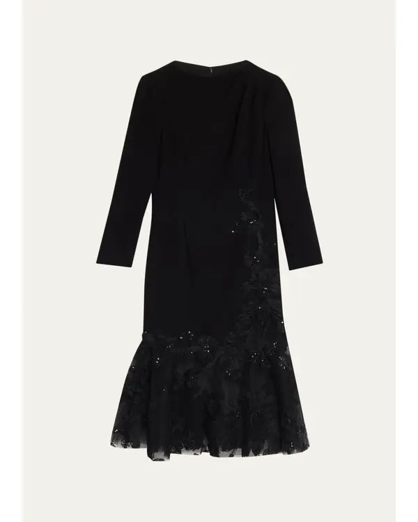 Rickie Freeman For Teri Jon Embellished Flounce Hem Dress