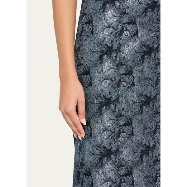 Rickie Freeman For Teri Jon 3d Floral Metallic Jacquard Column Gown