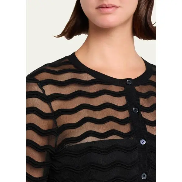 Simkhai Maxime Sheer Wavy Knit Cardigan