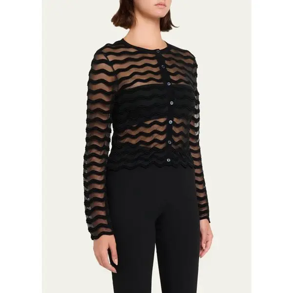 Simkhai Maxime Sheer Wavy Knit Cardigan