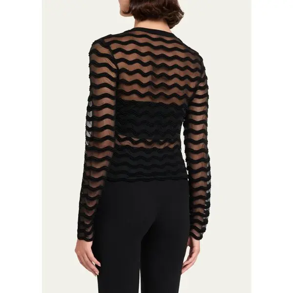 Simkhai Maxime Sheer Wavy Knit Cardigan