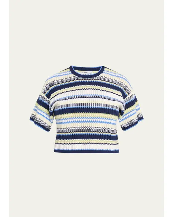 Simkhai Tenley Short-sleeve Knit Crop Top
