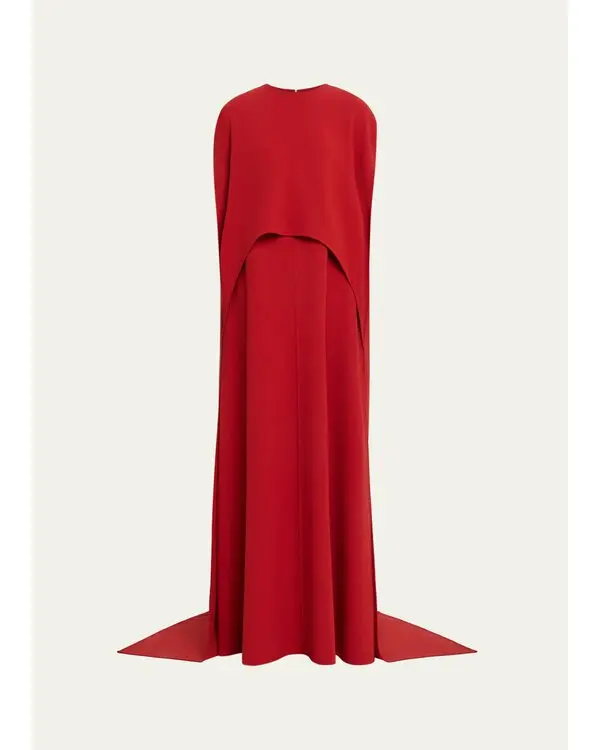 Michael Kors Stretch-wool Column Cape Gown