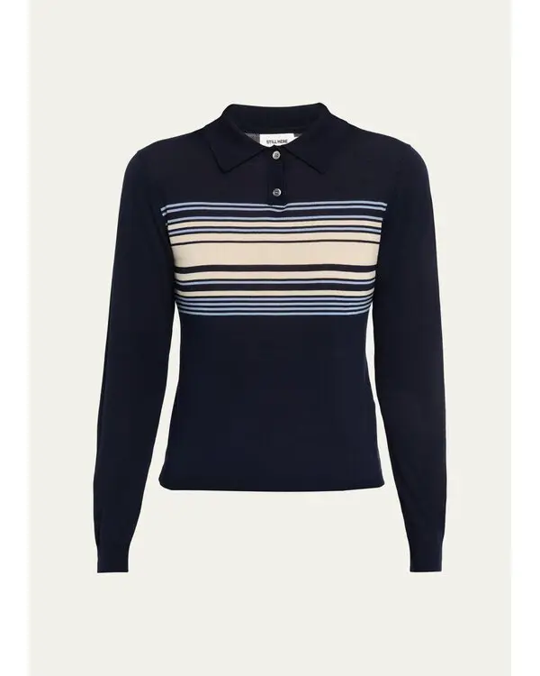 Still Here Striped Polo Sweater