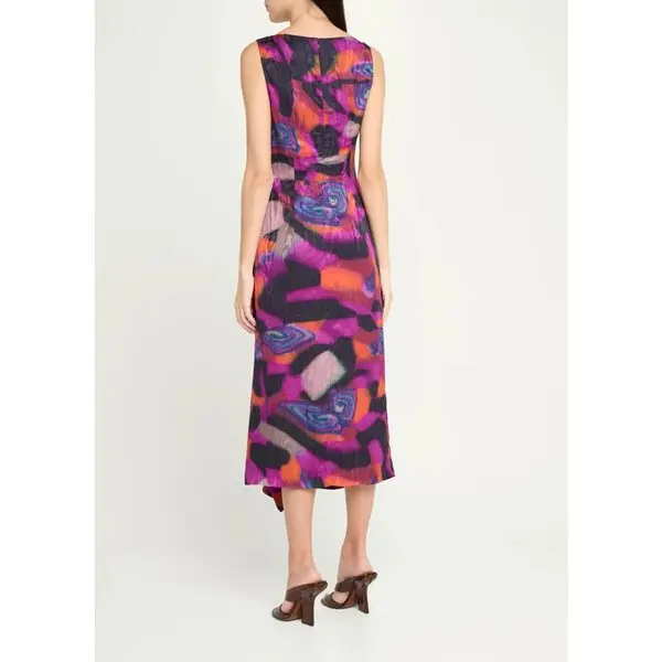 Dries Van Noten Dropps Sleeveless Ruched Ruffle Midi Dress