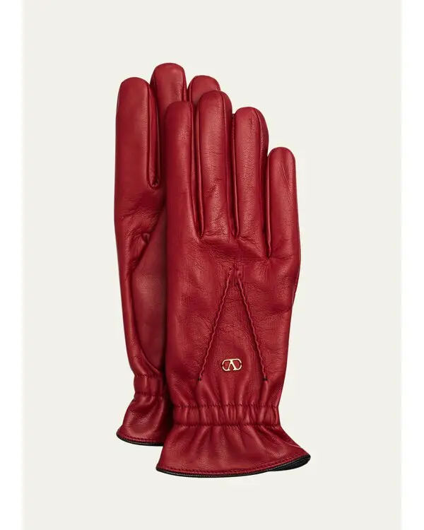 Valentino Garavani Vlogo Signature Leather Gloves - Red