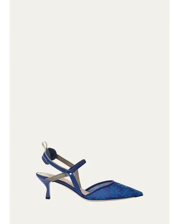 Fendi 55mm Colibri Floral Lace Slingback Pumps