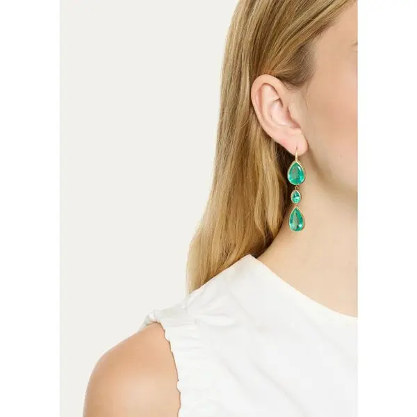 Judy Geib 18k Bright Colombian Pear-shaped Triple-dangle Earrings