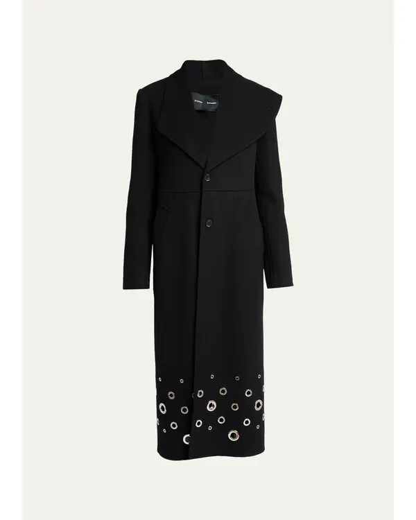 Proenza Schouler Alix Embellished Compact Melton Wool Long Coat