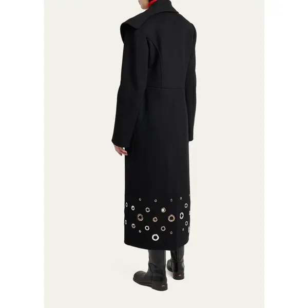 Proenza Schouler Alix Embellished Compact Melton Wool Long Coat