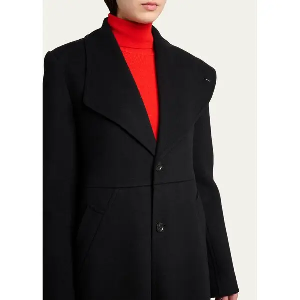 Proenza Schouler Alix Embellished Compact Melton Wool Long Coat