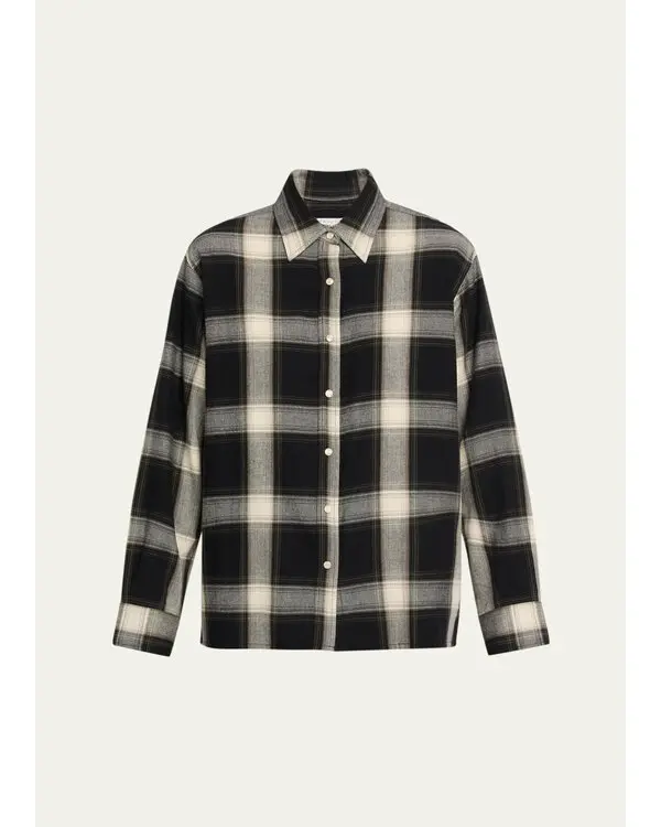 Still Here Noon Plaid Flannel Shirt - Black