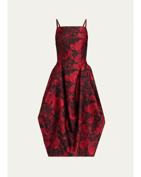 Michael Kors Rose Jacquard Balloon Midi Dress