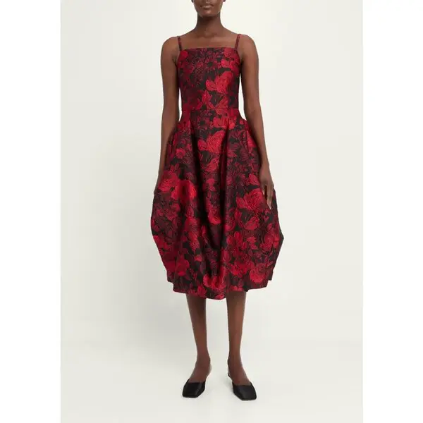 Michael Kors Rose Jacquard Balloon Midi Dress
