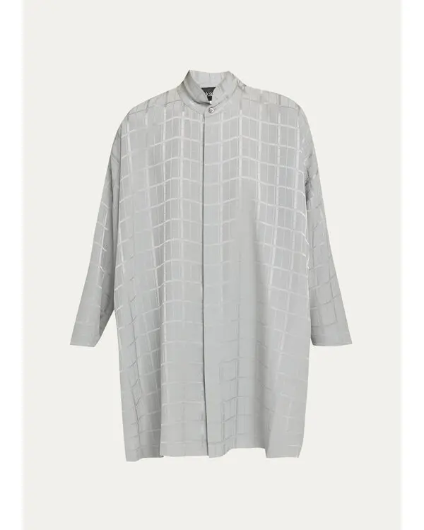 Eskandar Wide Longer Back Double Stand Collar Shirt Very Long With Slits
