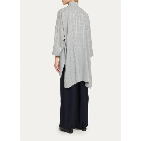 Eskandar Wide Longer Back Double Stand Collar Shirt Very Long With Slits