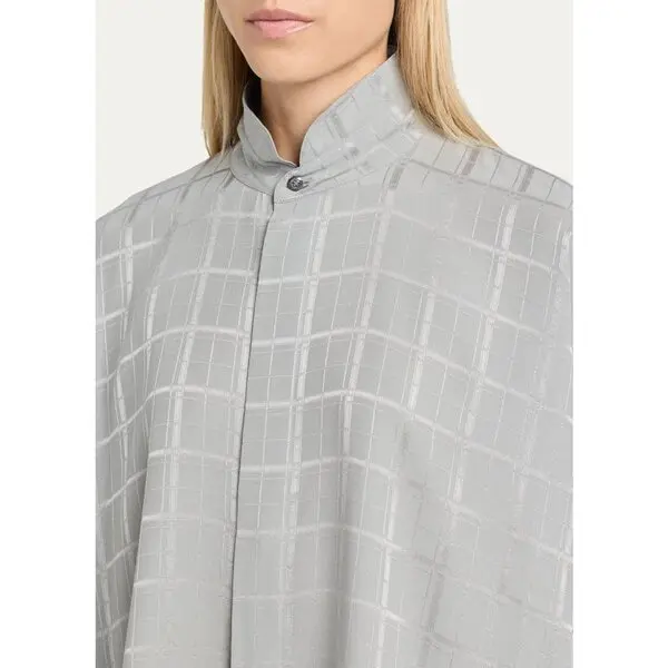 Eskandar Wide Longer Back Double Stand Collar Shirt Very Long With Slits