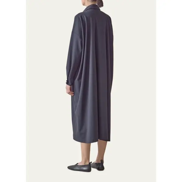 Eskandar Wool Stretch Angle-to-front Side-seam Shirtdress