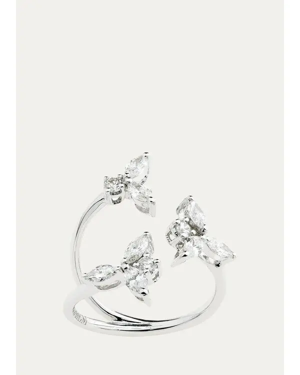Yeprem 18k Gold Diamond Y-conic Snowflake Stackable Ring - White