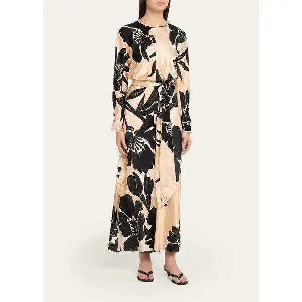 Cara Cara Montgomery Silk Midi Dress - Flora Shadow