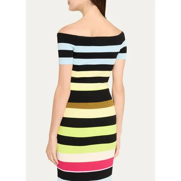 Christopher John Rogers Off-the-shoulder Striped Body-con Knit Top