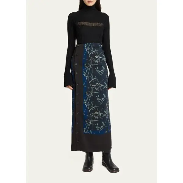 Proenza Schouler Anais Floral-print Button-side Midi Skirt