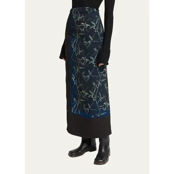 Proenza Schouler Anais Floral-print Button-side Midi Skirt