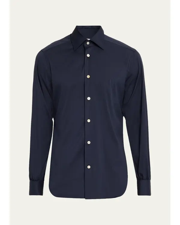 Kiton Solid Cotton Sport Shirt