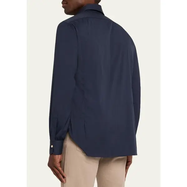 Kiton Solid Cotton Sport Shirt