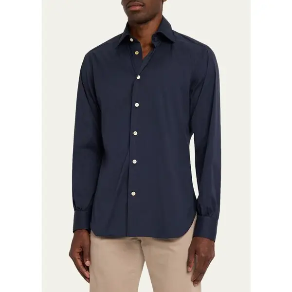 Kiton Solid Cotton Sport Shirt