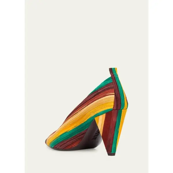 Loewe 85mm Origami Cubic Striped Suede Pumps