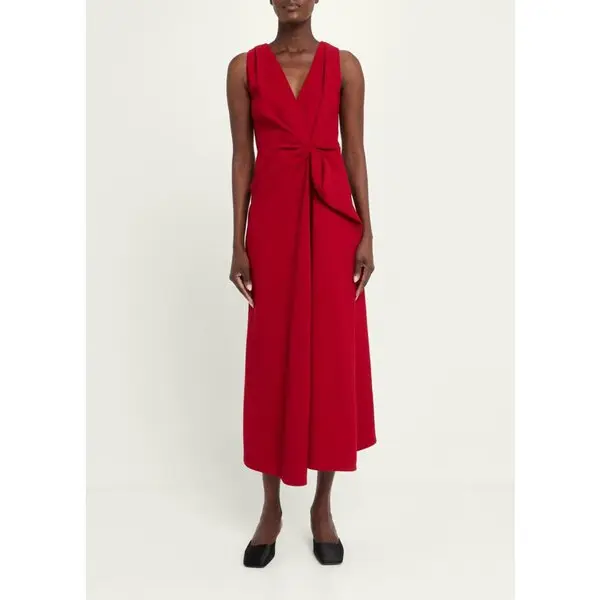 Michael Kors Pleated Wool-blend Gathered Midi Dress