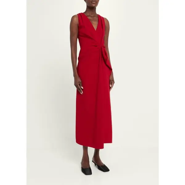 Michael Kors Pleated Wool-blend Gathered Midi Dress