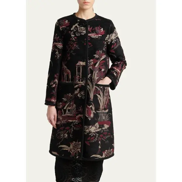 Etro Toile Brocade Single-breasted Long Coat - Multicolor