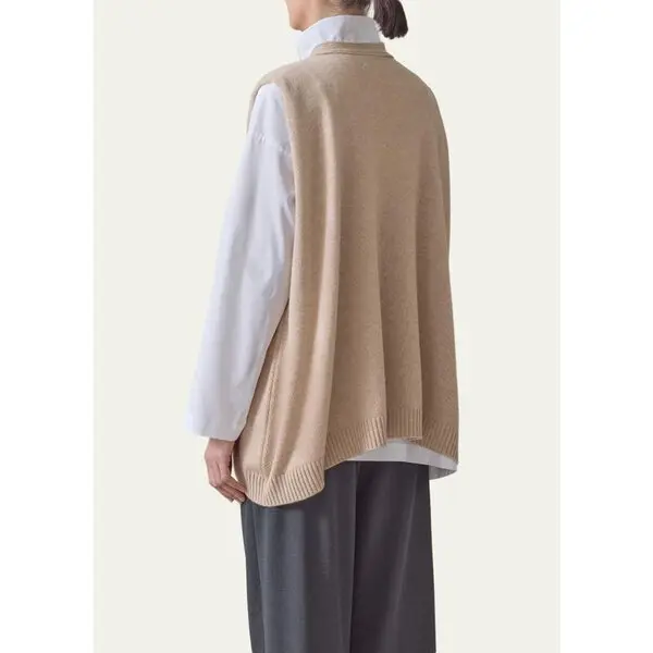 Eskandar V-neck Cashmere Vest - Sandstone