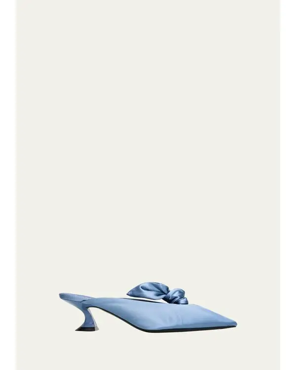 LANVIN 50mm Satin Bow Mule Pumps