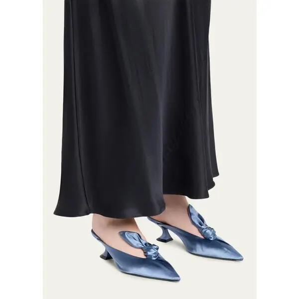 LANVIN 50mm Satin Bow Mule Pumps