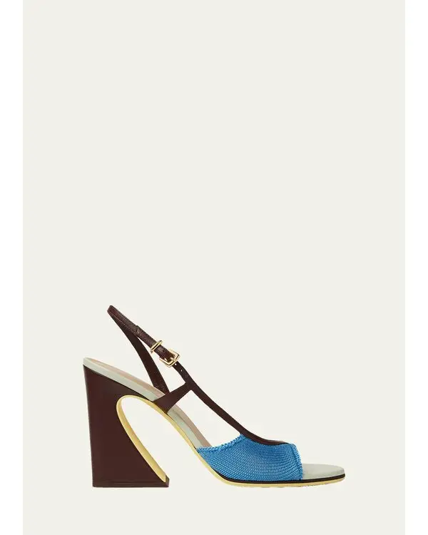 Fendi 65mm Arco Colorblock Slingback Sandals