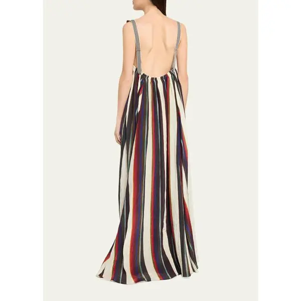 Christopher John Rogers Morris Stripe Sleeveless Maxi Dress