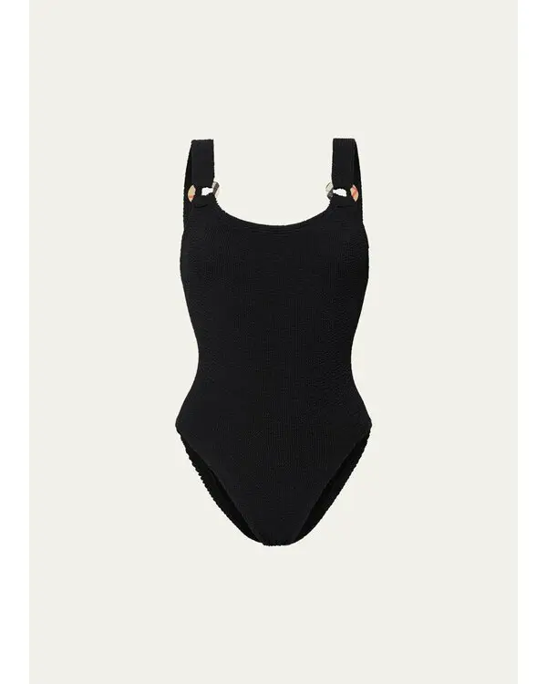 Burberry X Hunza G Domino Check Ring One-piece Swimsuit - Black