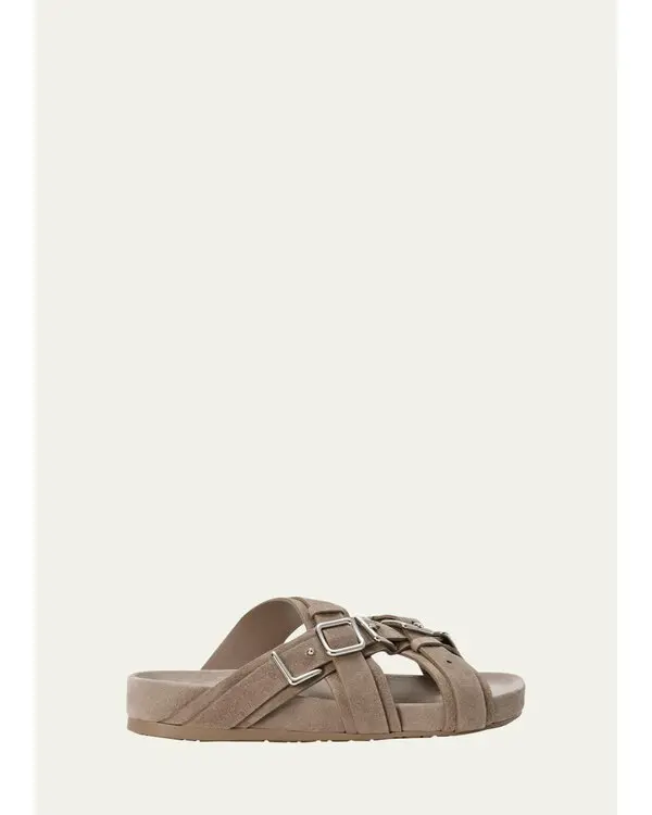Loewe Type Fussbett Suede Slide Sandals