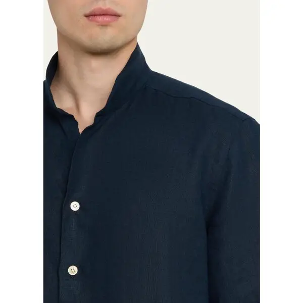 Kiton Cotton Nehru-collar Short-sleeve Shirt