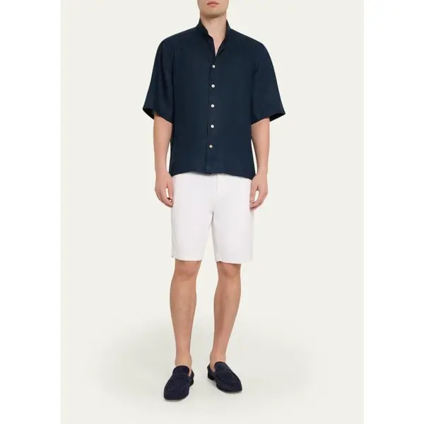 Kiton Cotton Nehru-collar Short-sleeve Shirt