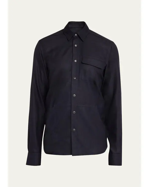 Kiton Textured Cashmere And Wool Snap-front Overshirt