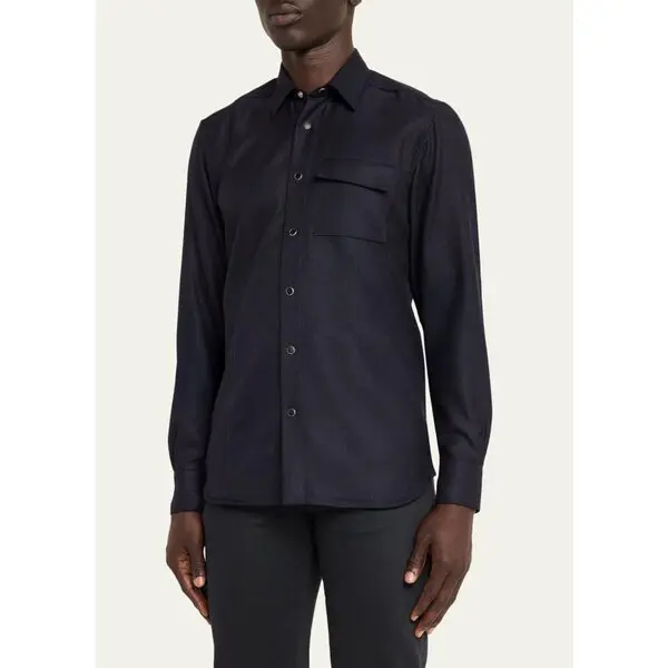 Kiton Textured Cashmere And Wool Snap-front Overshirt