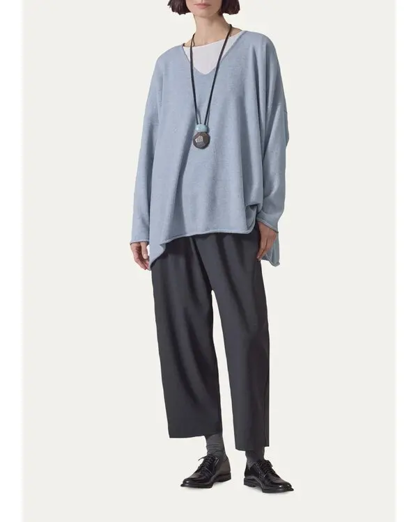 Eskandar A-line V-neck Sweater Long Length