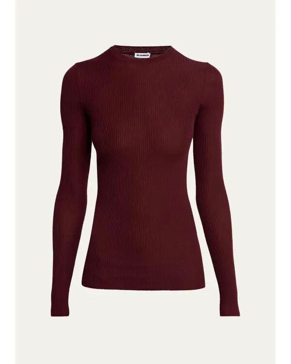 JIL SANDER Ribbed Wool Crewneck Sweater